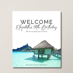 Bora Bora Birthday Welcome Sign, French Polynesia Beach Banner ...