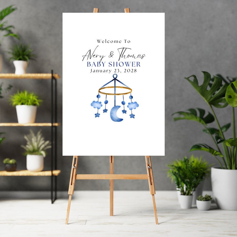 Baby Shower Welcome Sign Template, Boy Baby Shower Printable, Editable ...