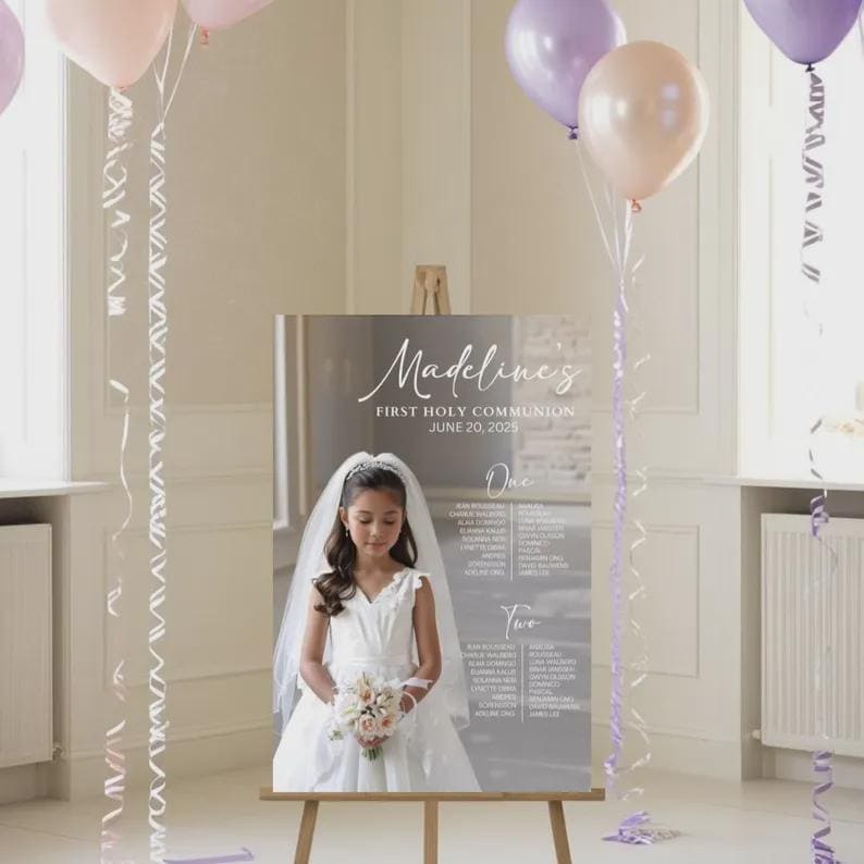 First Communion Seating Chart Template Editable, Photo Seating Chart ...