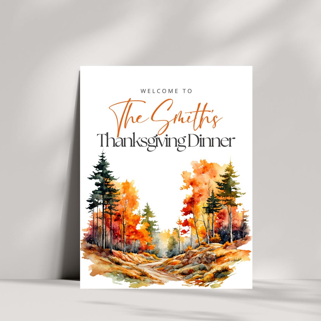 Editable Fall Thanksgiving Dinner Welcome Sign | Autumn Harvest Party ...
