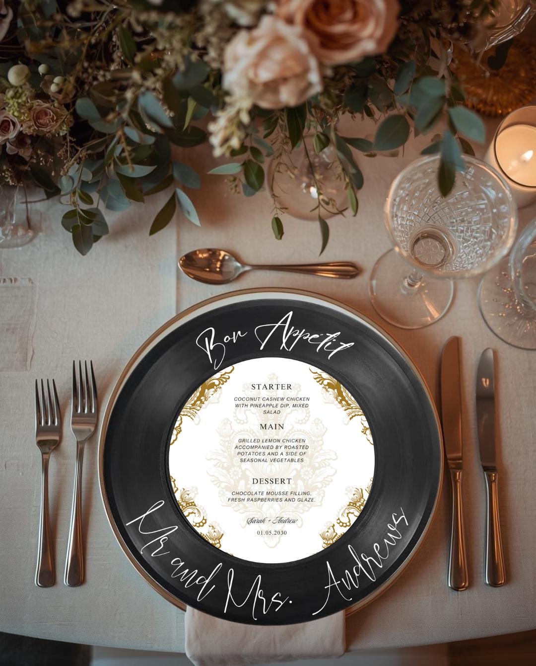 Custom Vinyl Record Plate Setting Menu – Wedding & Event Table Decor ...