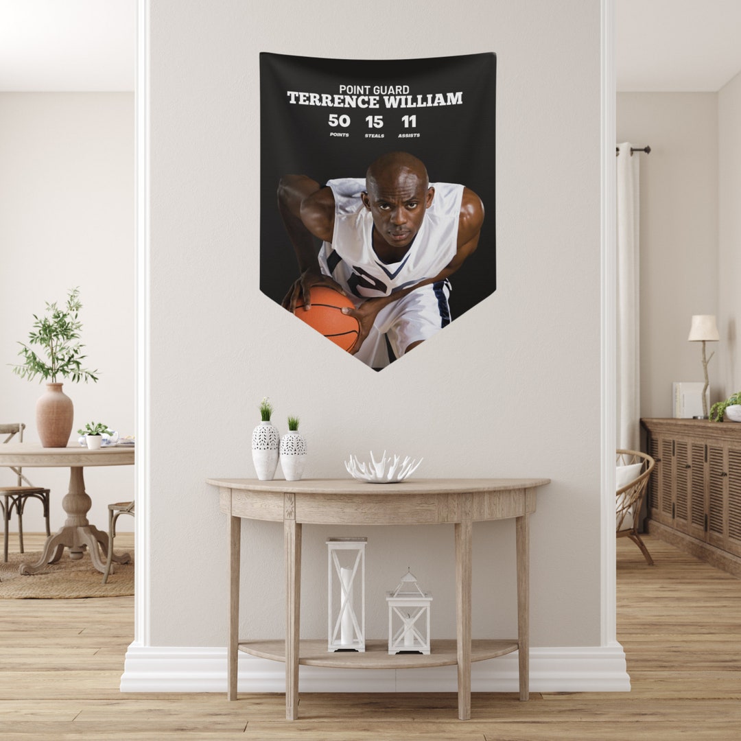 Basketball Player Stat Pendant Banner Template, Editable Sports Player ...