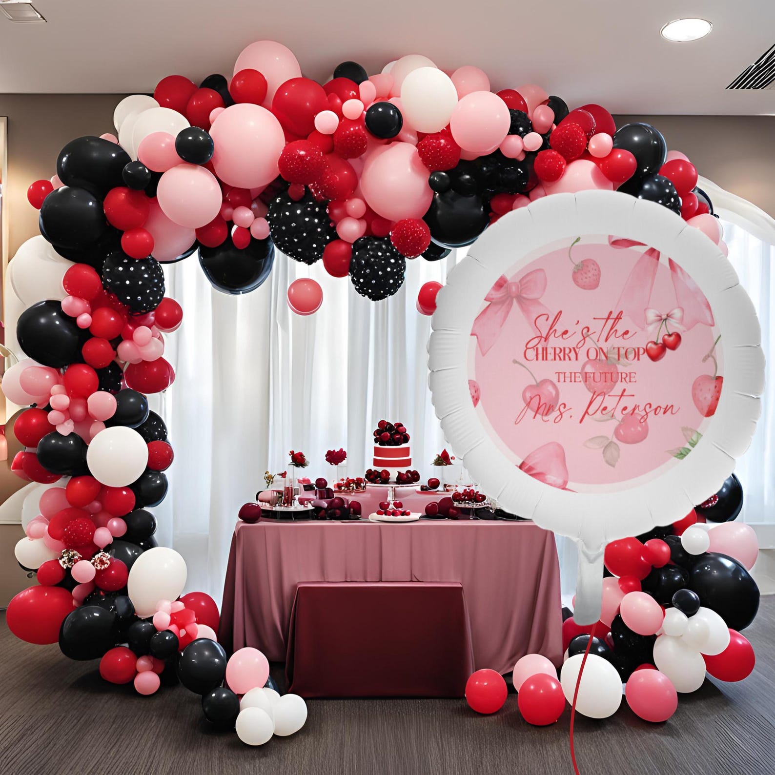 Custom Cherry on Top Balloon | 22" Helium Bridal Shower Balloon Decor ...