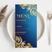 Royal Blue & Gold Wedding Menu Design | Customizable Elegant Engagement ...