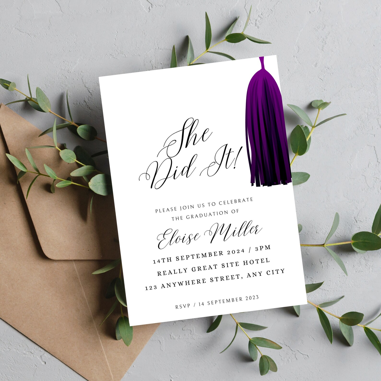 She Did It, Graduation Photo Announcement, Grad Party Template ...