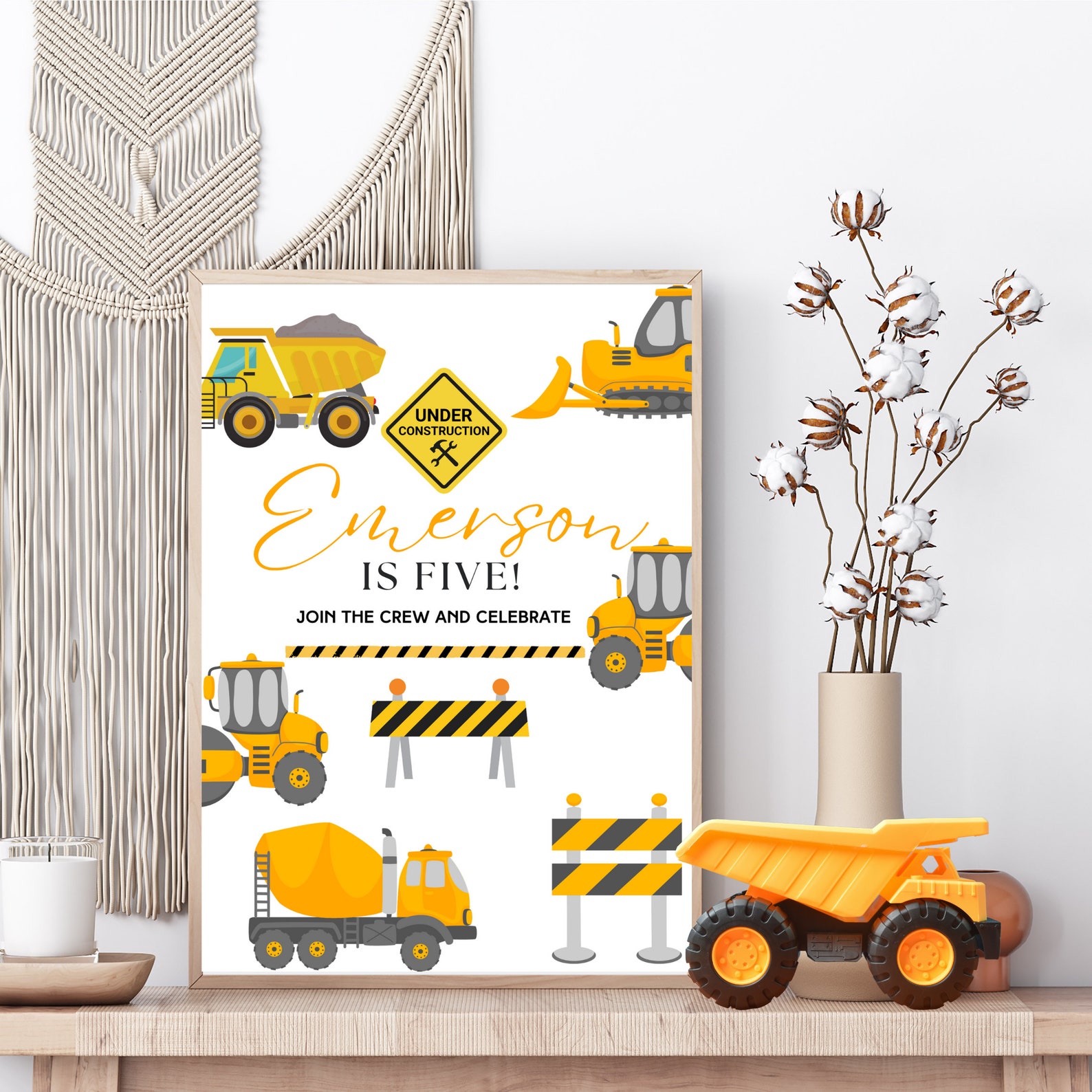 Printable Construction Birthday Welcome Party Signs Dump Truck Banner ...