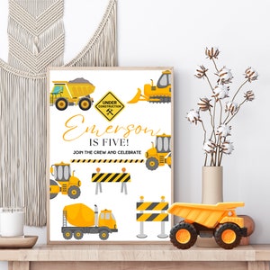 Printable Construction Birthday Welcome Party Signs Dump Truck Banner ...