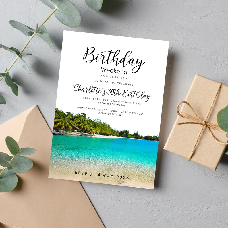Bora Bora Birthday Invitation Template Suite French Polynesia - Etsy
