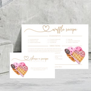 Editable Waffle Wedding Recipe Card Template | Personalized Share ...