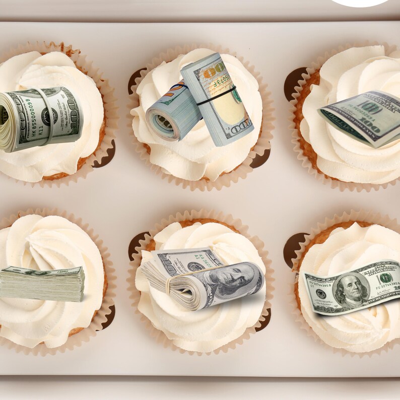 Edible Money Cake Topper & Cupcake Toppers | Dollar Bills Birthday Cake ...