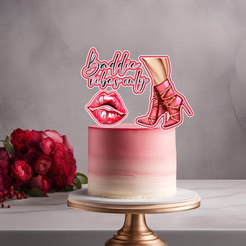 Baddie Vibes Only 3D Cake Topper - Birthday, Bridal Shower, Engagement ...