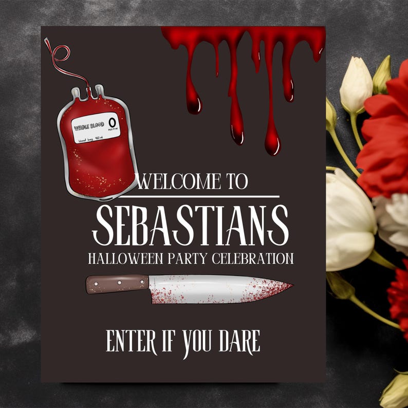 Editable Halloween Welcome Sign | Spooky Party Entrance Decor | Blood ...