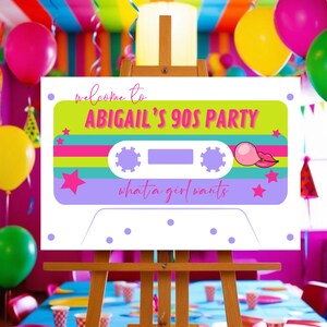Retro 90s Cassette Birthday Welcome Sign - Custom Foam Board Party Sign ...