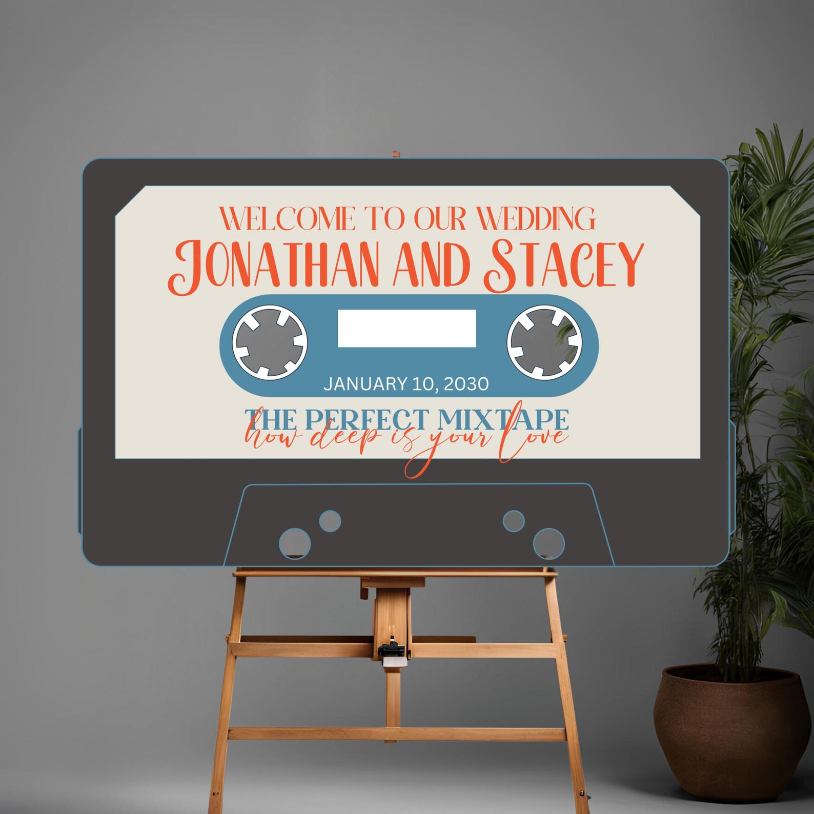 Custom Retro Cassette Wedding Welcome Sign, 70s Party Welcome Sign ...
