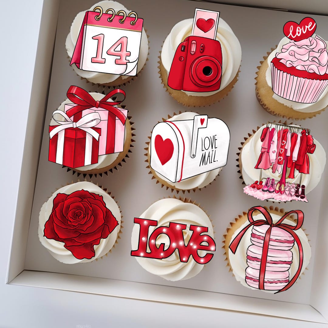 Galentine's Cupcake and Drink Toppers - Love Cake Decorations ...