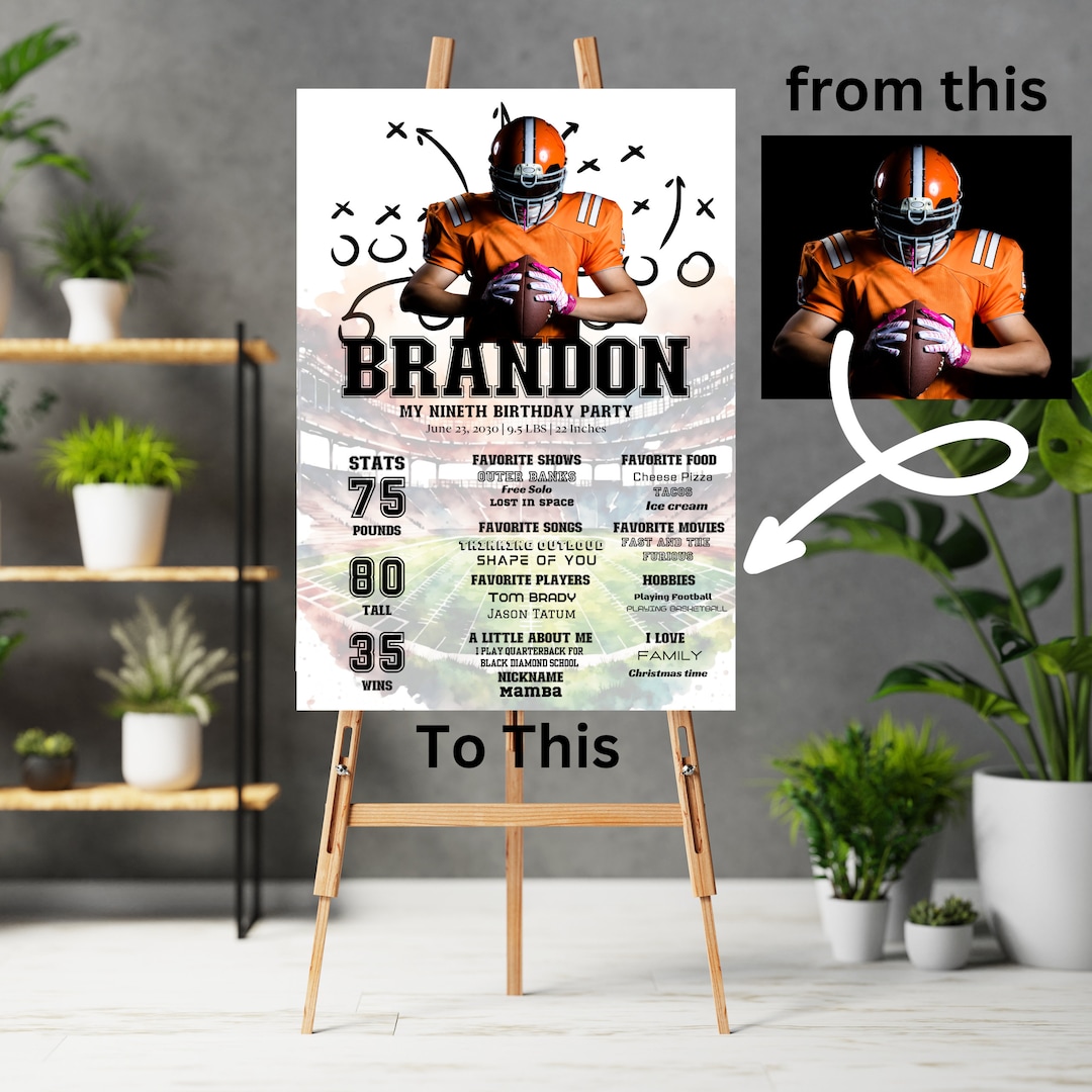 Editable Football Birthday Milestone Sign Template, DIY Printable Decor ...
