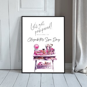 Editable Pink Spa Day Party Welcome Sign - Personalized Pink-themed ...