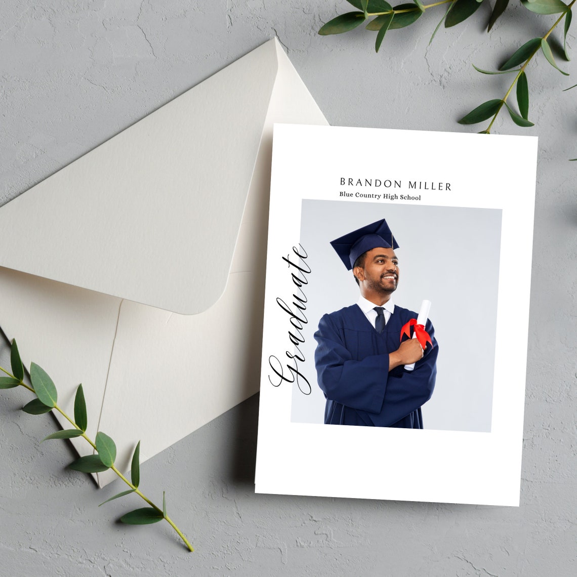 He Did It Graduation Photo Announcement Grad Party Template - Etsy
