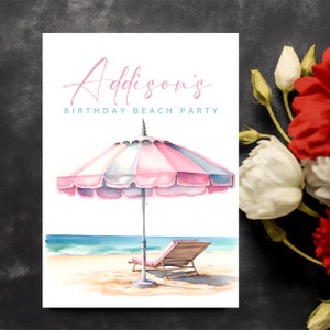 Editable Birthday Beach Party Welcome Sign - Pink Tropical Swimming ...