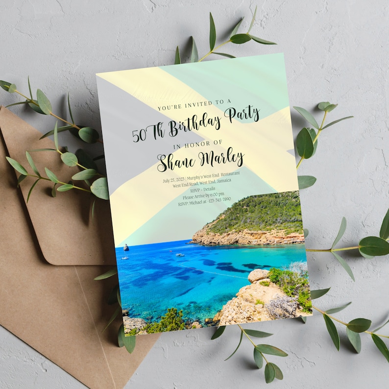 Jamaica Birthday Invitation Template, Editable Jamaica Trip Birthday ...