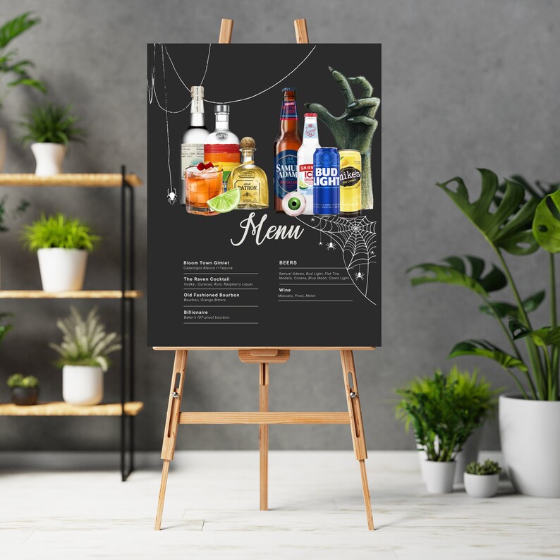 Halloween Cocktail Welcome Sign, Signature Spooky Printable Sign ...