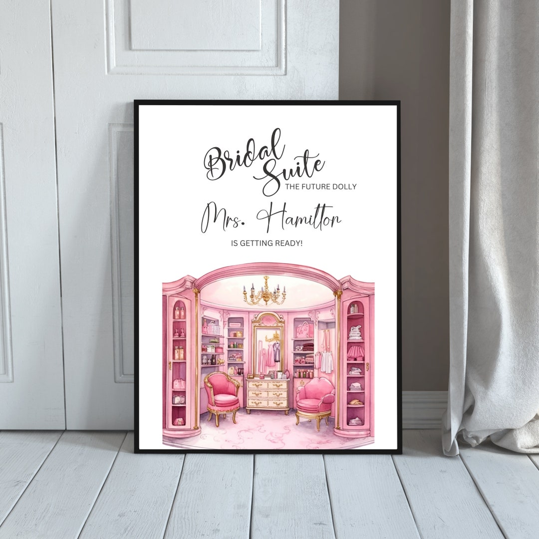 Editable Pink Bridal Suite Sign - Customizable Pink-themed Bridal Signs ...