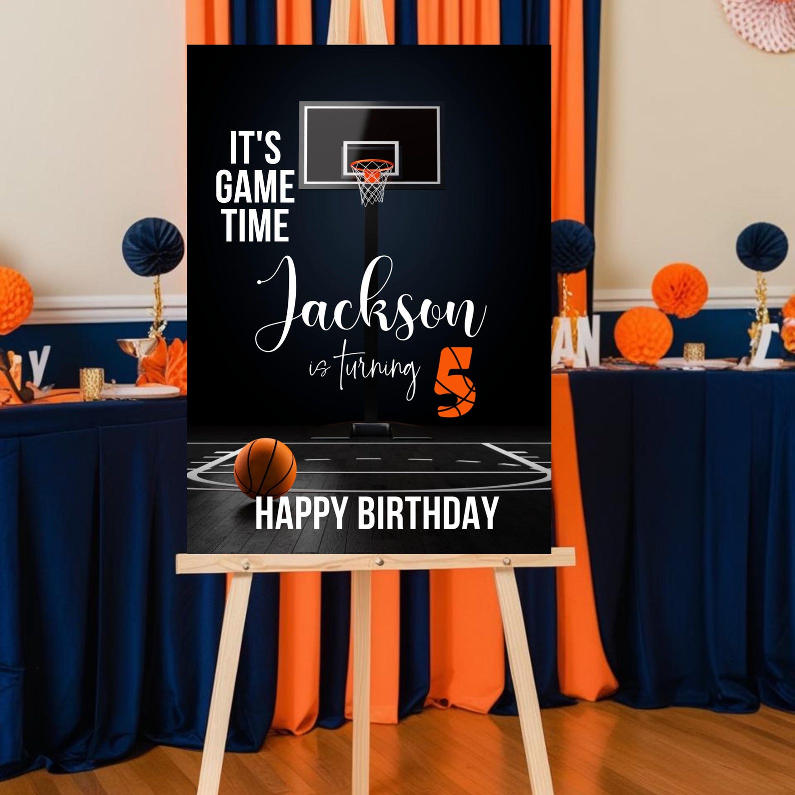 Basketball Birthday Welcome Sign | Personalized Basketball Party Sign ...