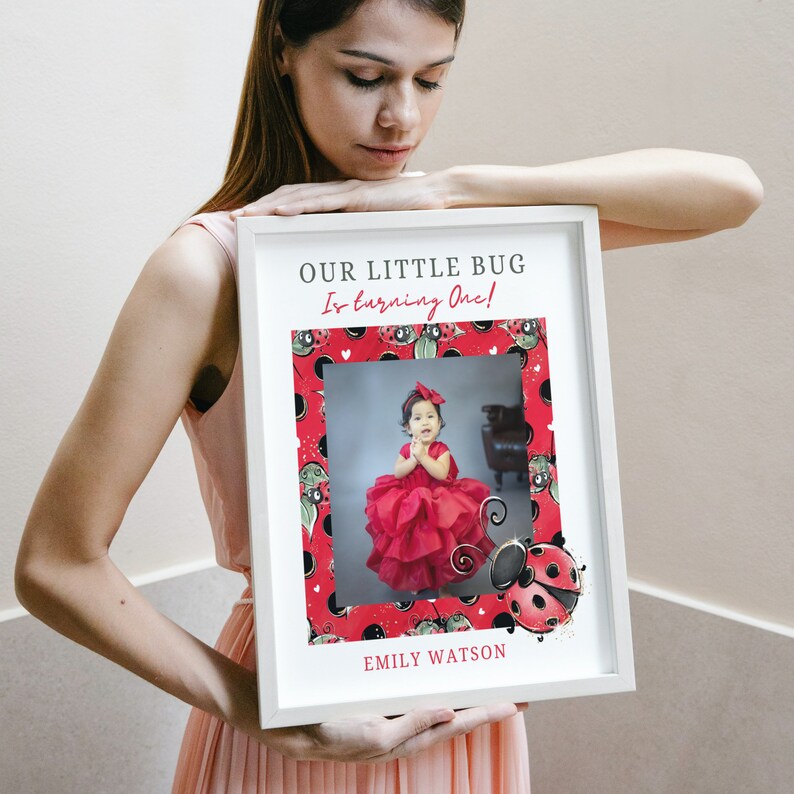 Ladybug Photo Birthday Welcome Sign Ladybug Birthday Banner - Etsy