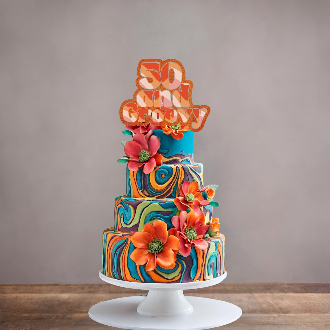Custom 70s Retro Birthday Cake Topper, Groovy Theme - Handcrafted Party ...