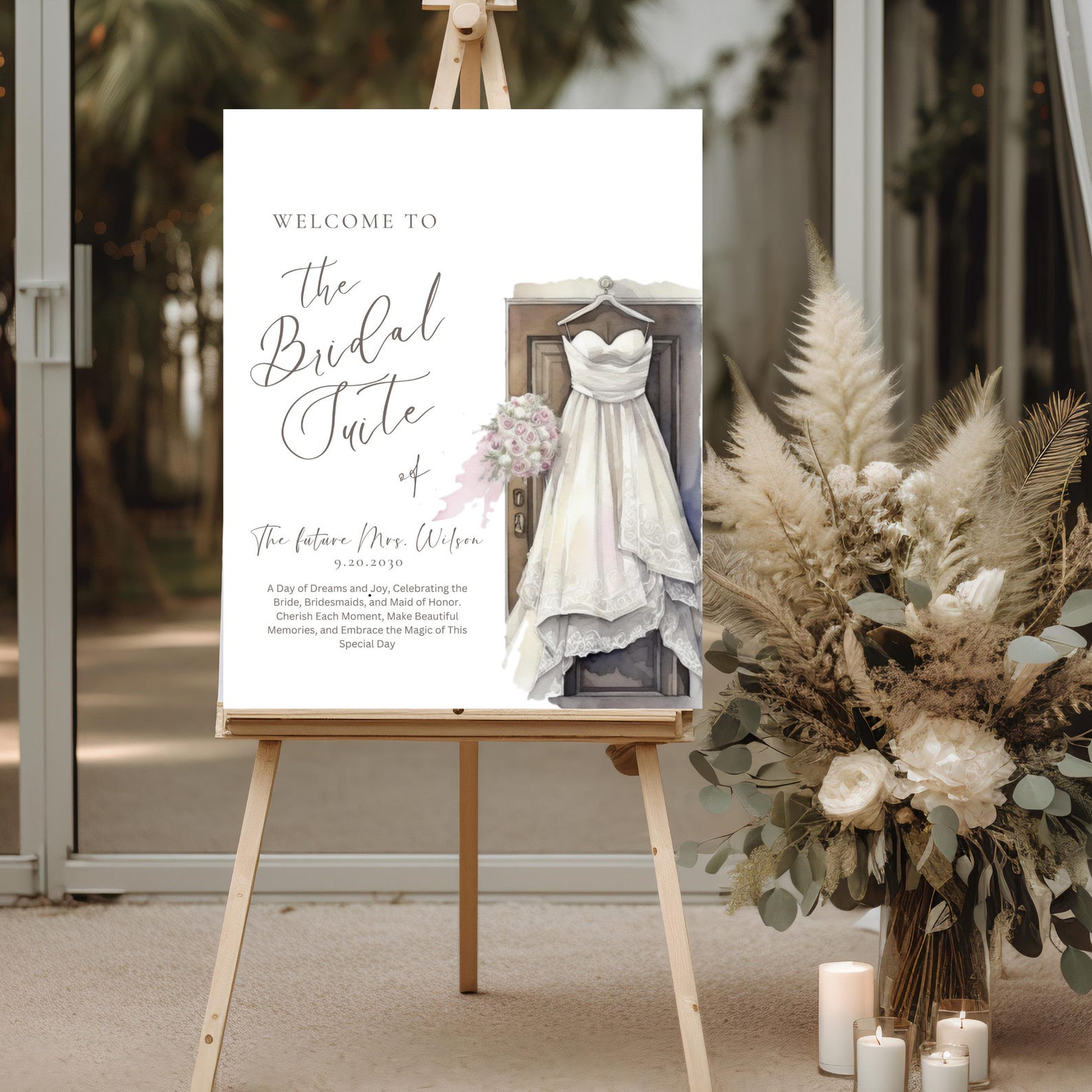 Custom Bridal Suite Welcome Sign | Elegant Bride, Bridesmaids, Maid of ...