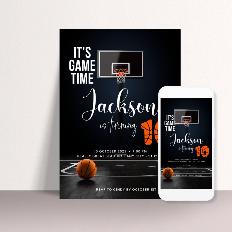 Slam Dunk Birthday Invitation Template Customizable - Etsy