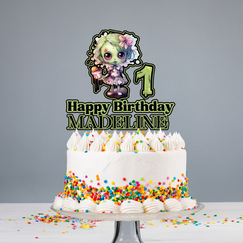 Personalized Zombie Cake Topper - Custom Handmade Birthday Party Decor ...