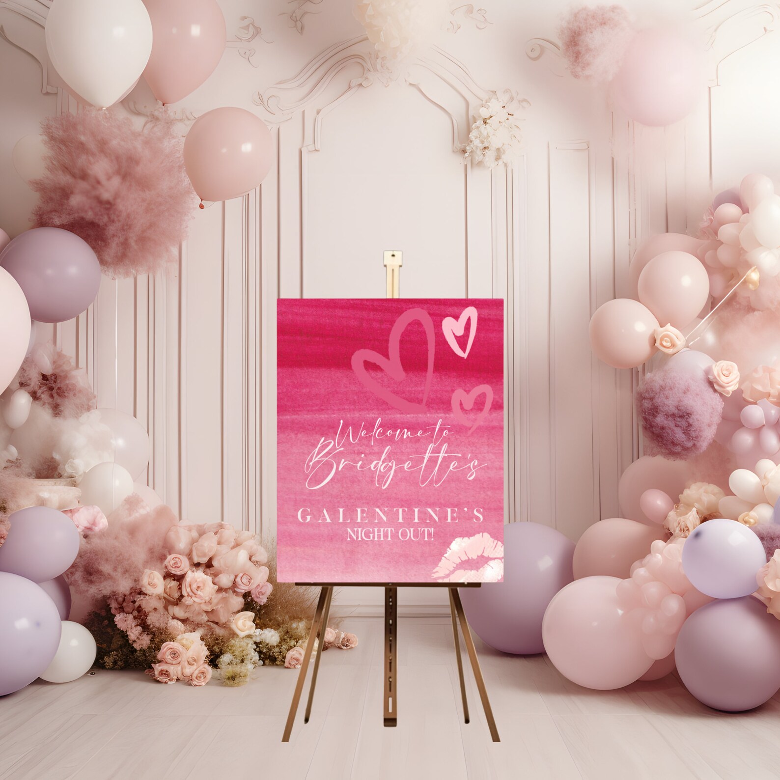 Printable Galentine's Day Welcome Sign Template With Hearts and Lips ...