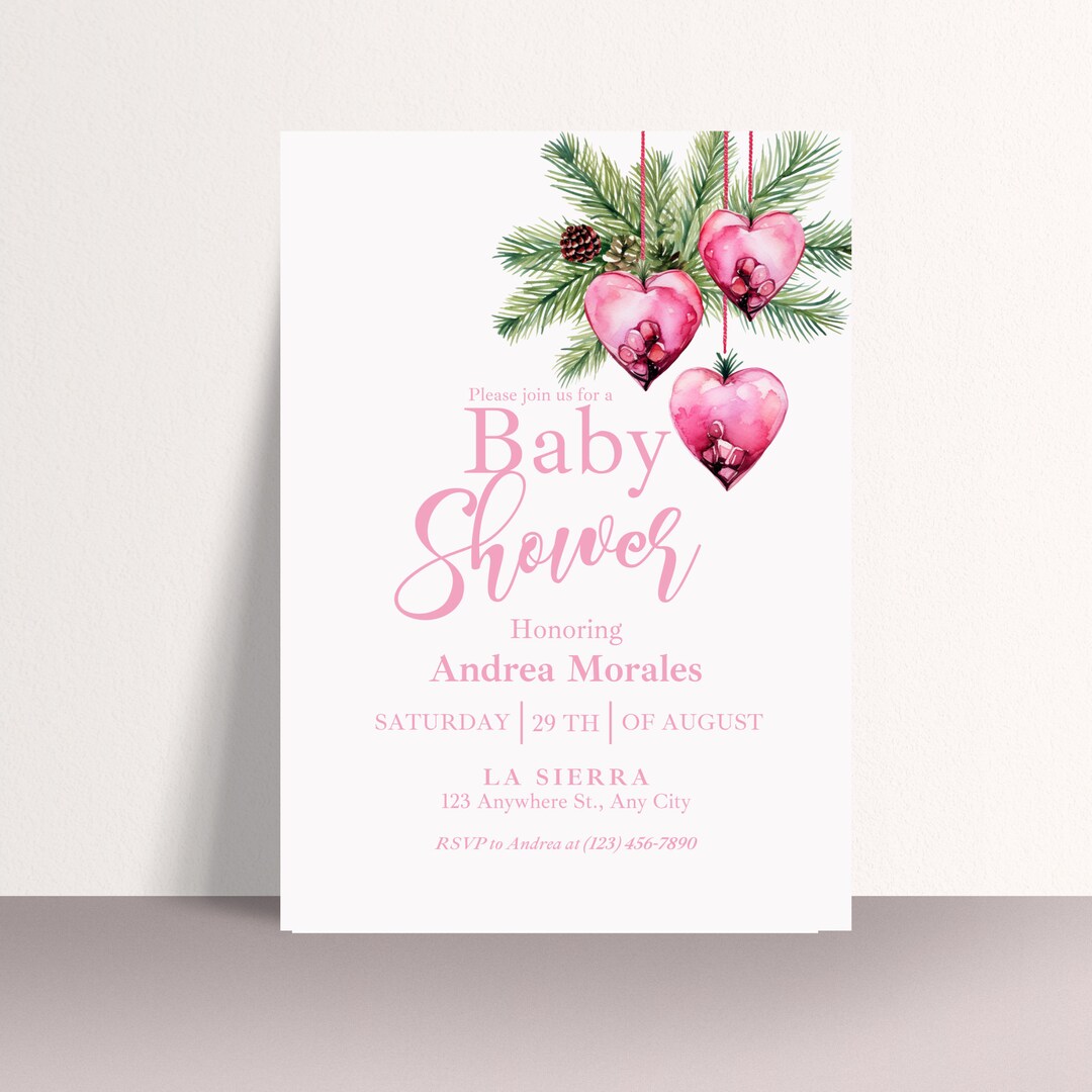 Personalized Pink Baby Shower Invitation, Custom Pink Party Invite ...