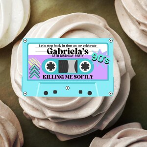 Edible Retro 90s Cassette Cupcake Topper | Custom 90s Party Cake Decor ...
