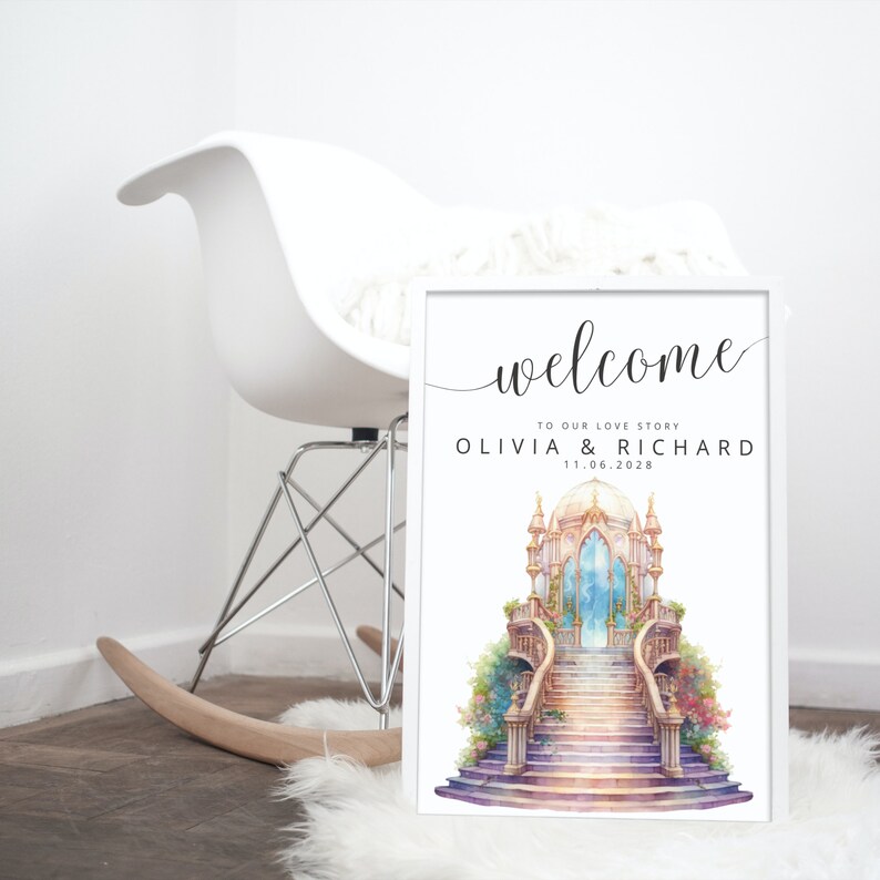 Fairytale Wedding Printable Welcome Sign Wedding Staircase - Etsy
