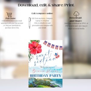 Editable Puerto Rico Welcome Sign Template | Birthday Banner | Skyline ...