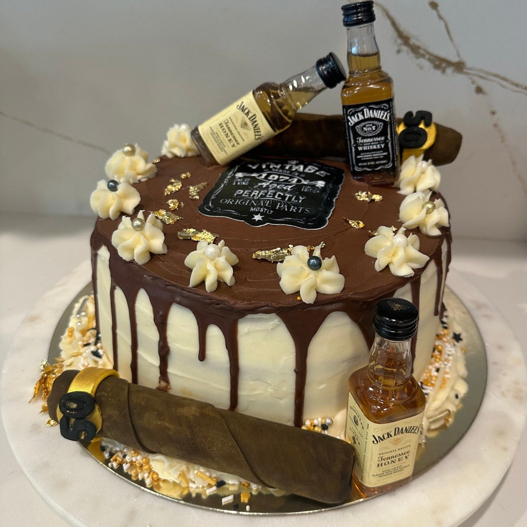 Handcrafted Fondant Birthday Cigar Cake Toppers, Editable Decorations ...