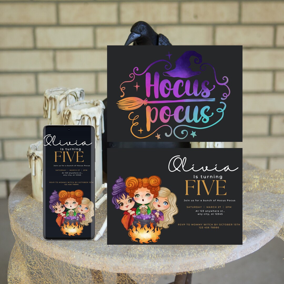Hocus Pocus Birthday Invitations, Kids Scary Halloween Birthday ...