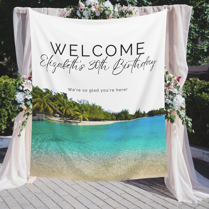 Bora Bora Birthday Welcome Sign, French Polynesia Beach Banner ...