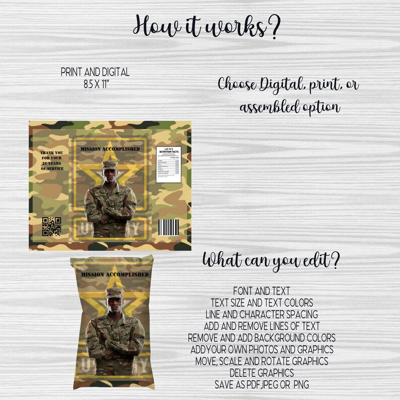 Army Birthday Chips Bag Labels Army Camo Party Chip Bags 1oz - Etsy