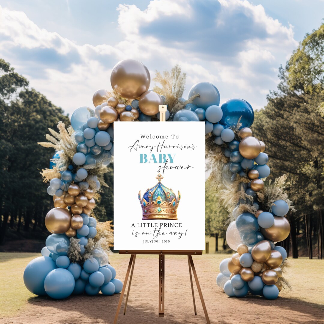 Editable Blue Boy Baby Shower Welcome Sign Template - Little Prince on ...