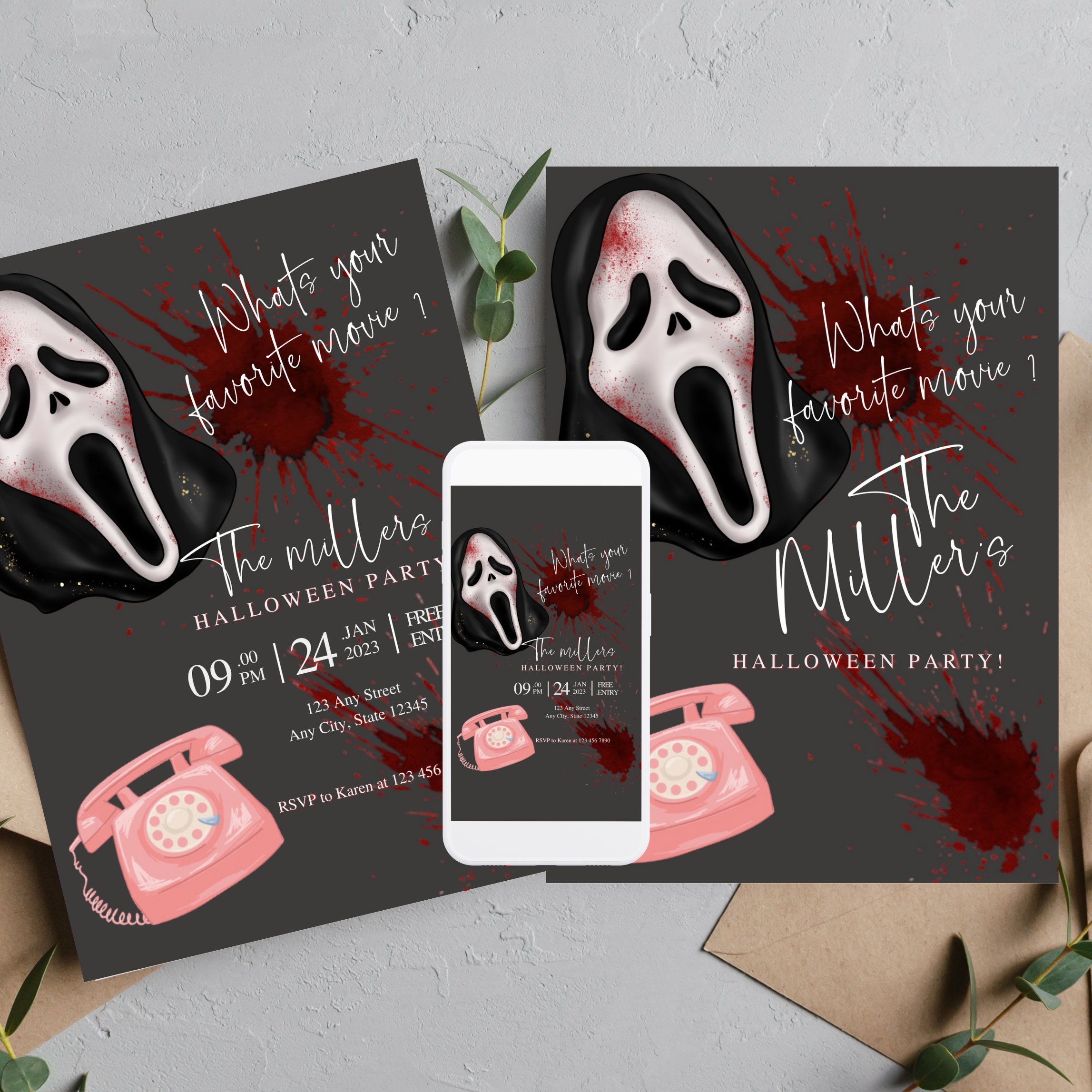 Halloween Party Invitation Template, Horror Printable Invitations ...