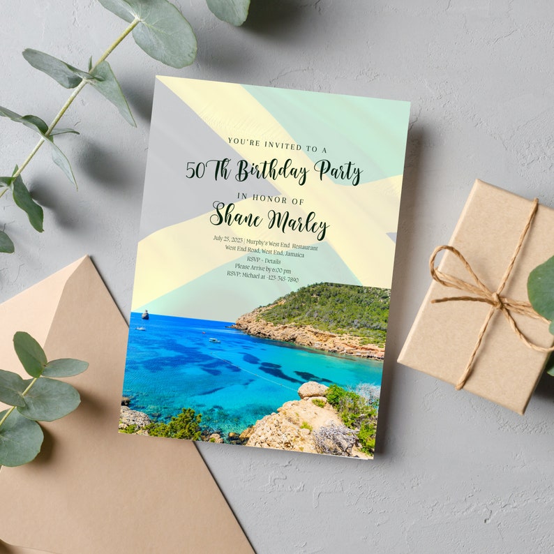 Jamaica Birthday Invitation Template, Editable Jamaica Trip Birthday ...
