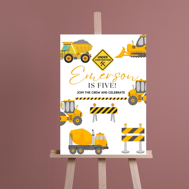 Printable Construction Birthday Welcome Party Signs Dump Truck Banner ...