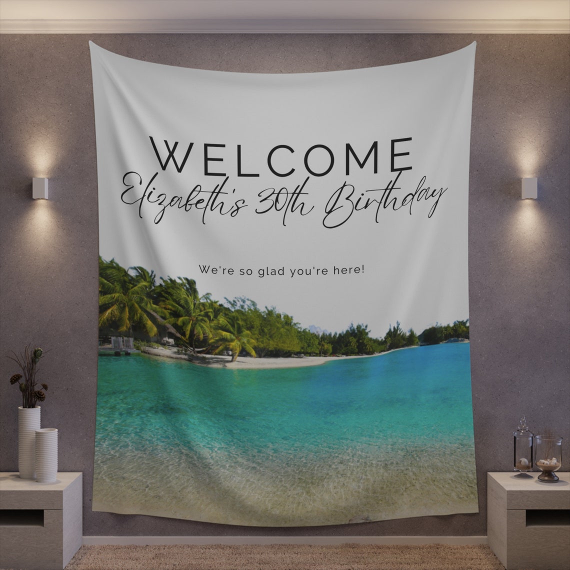 Bora Bora Birthday Welcome Sign, French Polynesia Beach Banner ...