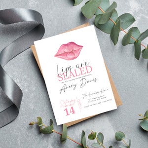 Pink Sealed Lips Birthday Invitation Template - Printable for Ladies ...