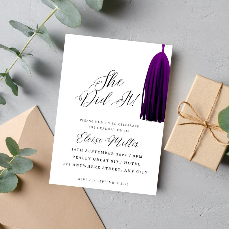 She Did It, Graduation Photo Announcement, Grad Party Template ...
