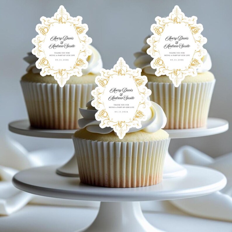 Edible Wedding Cake Topper With Photo – Custom Rose Frame Design ...