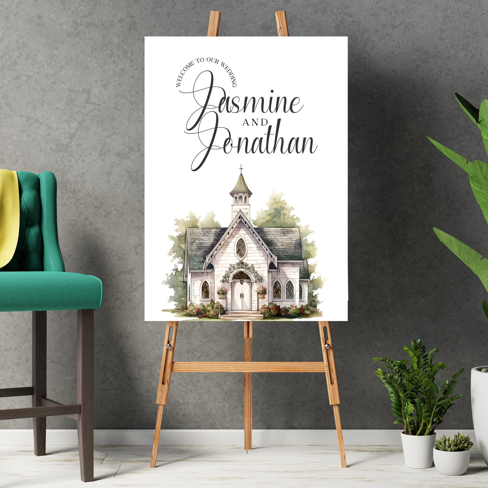 Customizable Church Venue Wedding Welcome Sign Template | Elegant ...